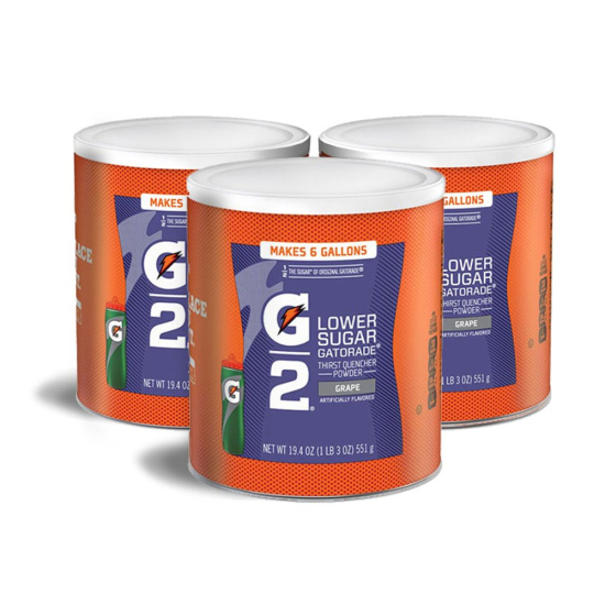 Gatorade G2 Grape 6 Gallon Powder - Instant Gatorade Mix, Case of 3