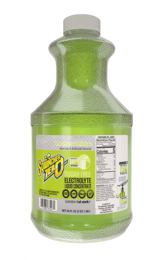 Sqwincher Zero 64 oz Lemon-Lime Liquid Concentrate, Pack of 6
